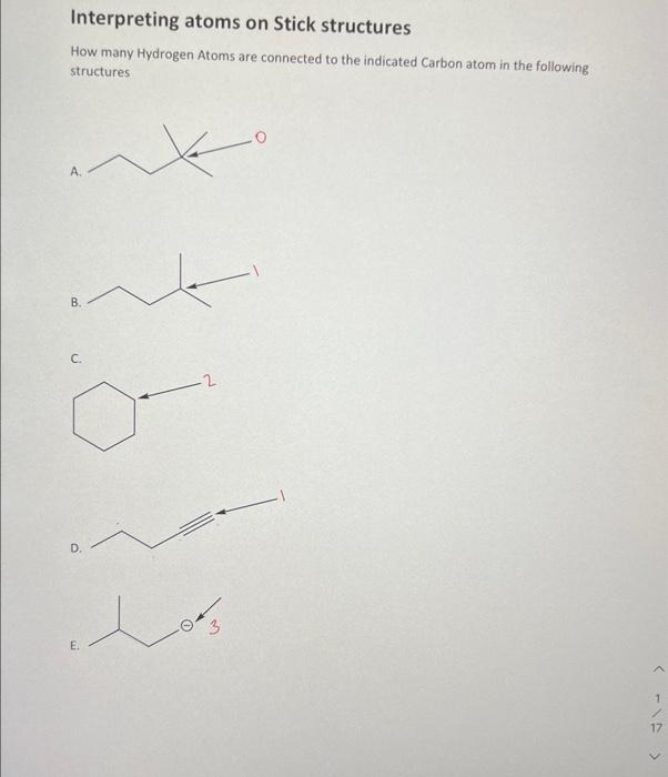 Solved Interpreting atoms on Stick structures How many | Chegg.com