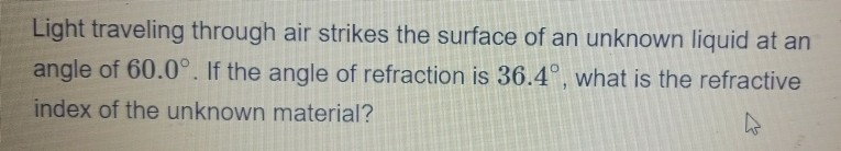 Solved Light traveling through air strikes the surface of an | Chegg.com