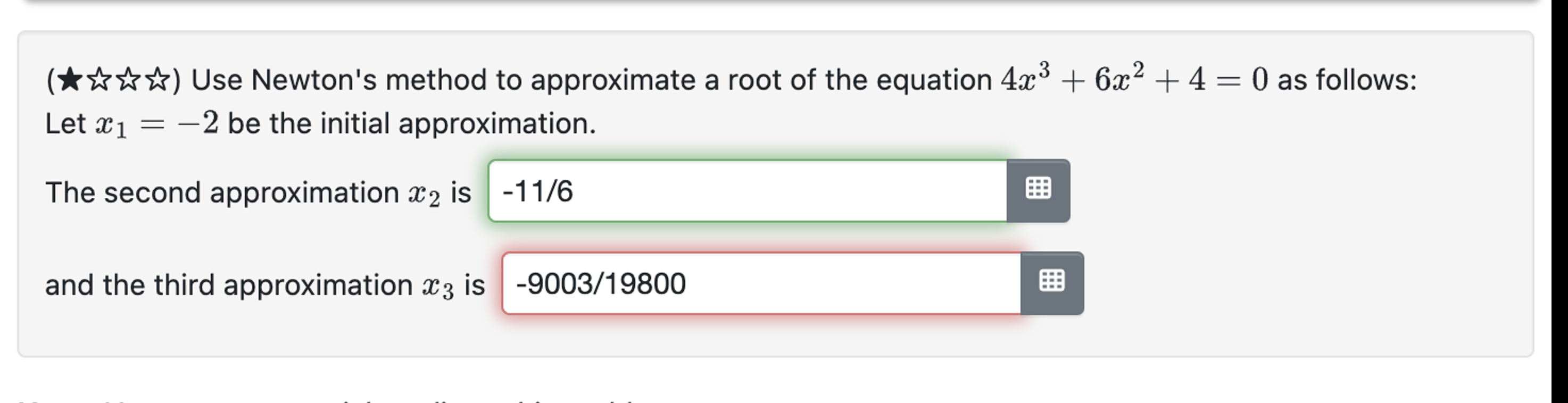 Solved Let x1=-2 ﻿be the initial approximation.The second | Chegg.com