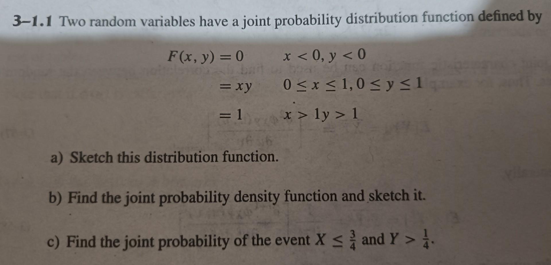 Solved 3-1.1 Two random variables have a joint probability | Chegg.com