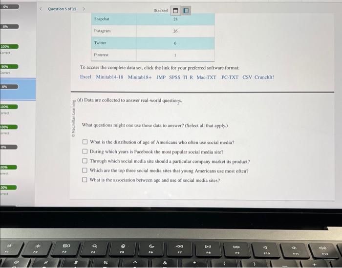 To access the complete data set, click the link for | Chegg.com