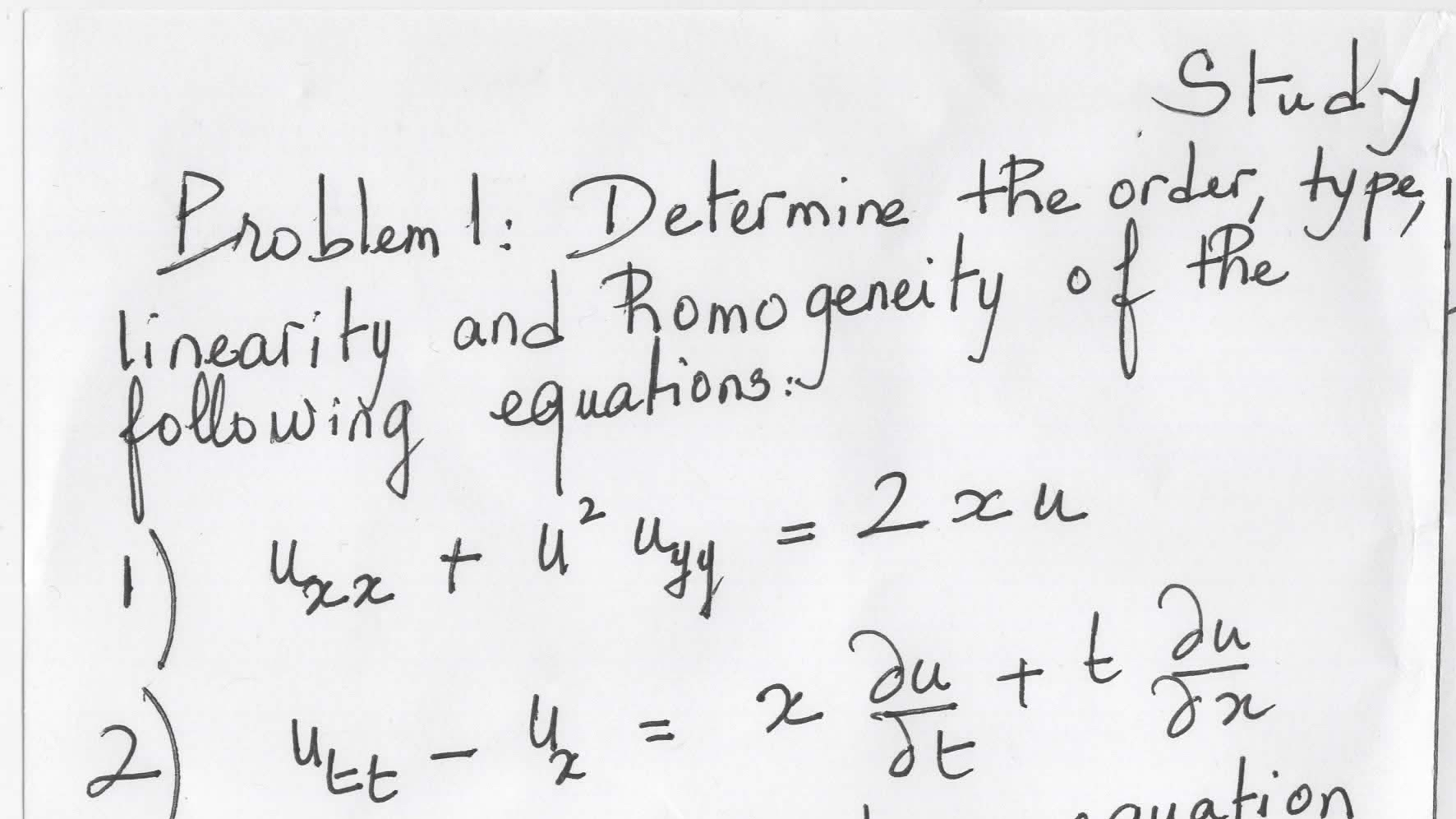 Solved StudyProblem 1: Determine the order, type, linearity | Chegg.com