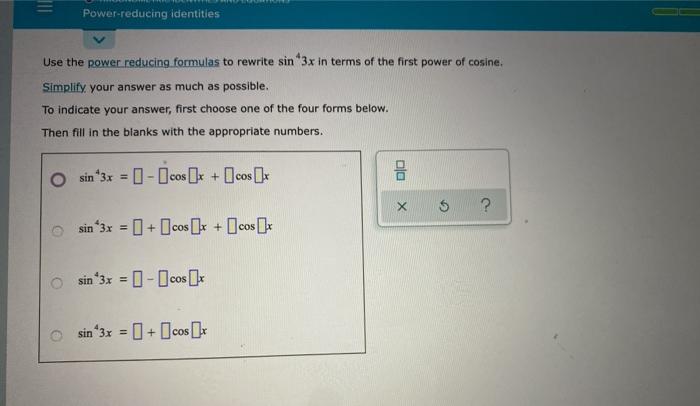 Solved III Power-reducing identities Use the power reducing | Chegg.com