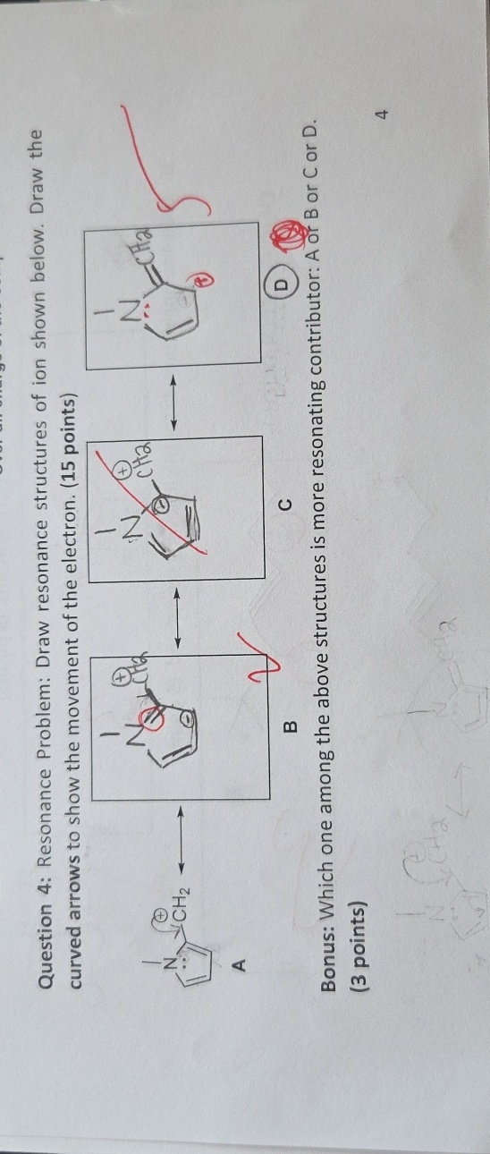 Question 4: Resonance Problem: Draw resonance | Chegg.com