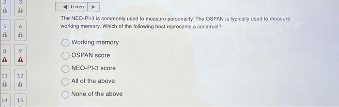 Solved The NEO-PI-3 is commonly used to measure personality. | Chegg.com