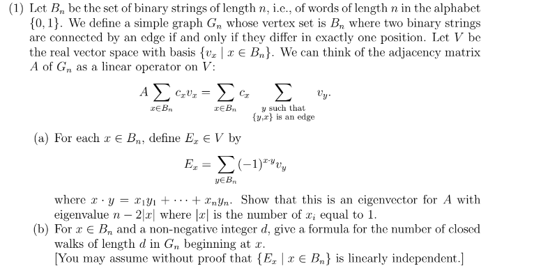 (1) ﻿Let Bn ﻿be the set of binary strings of length | Chegg.com