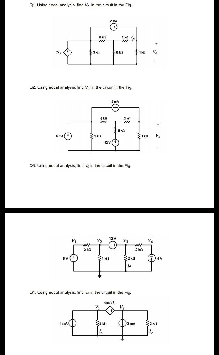Solved Q1. Using nodal analysis, find V0 in the circuit in | Chegg.com