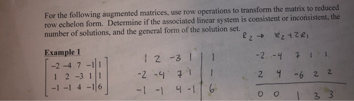 Solved For the following augmented matrices, use row | Chegg.com