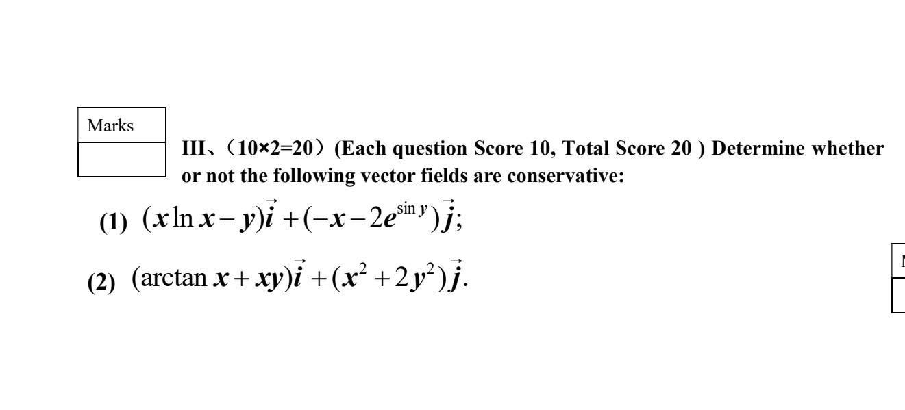Solved Marks III (10x2=20) (Each question Score 10, Total | Chegg.com