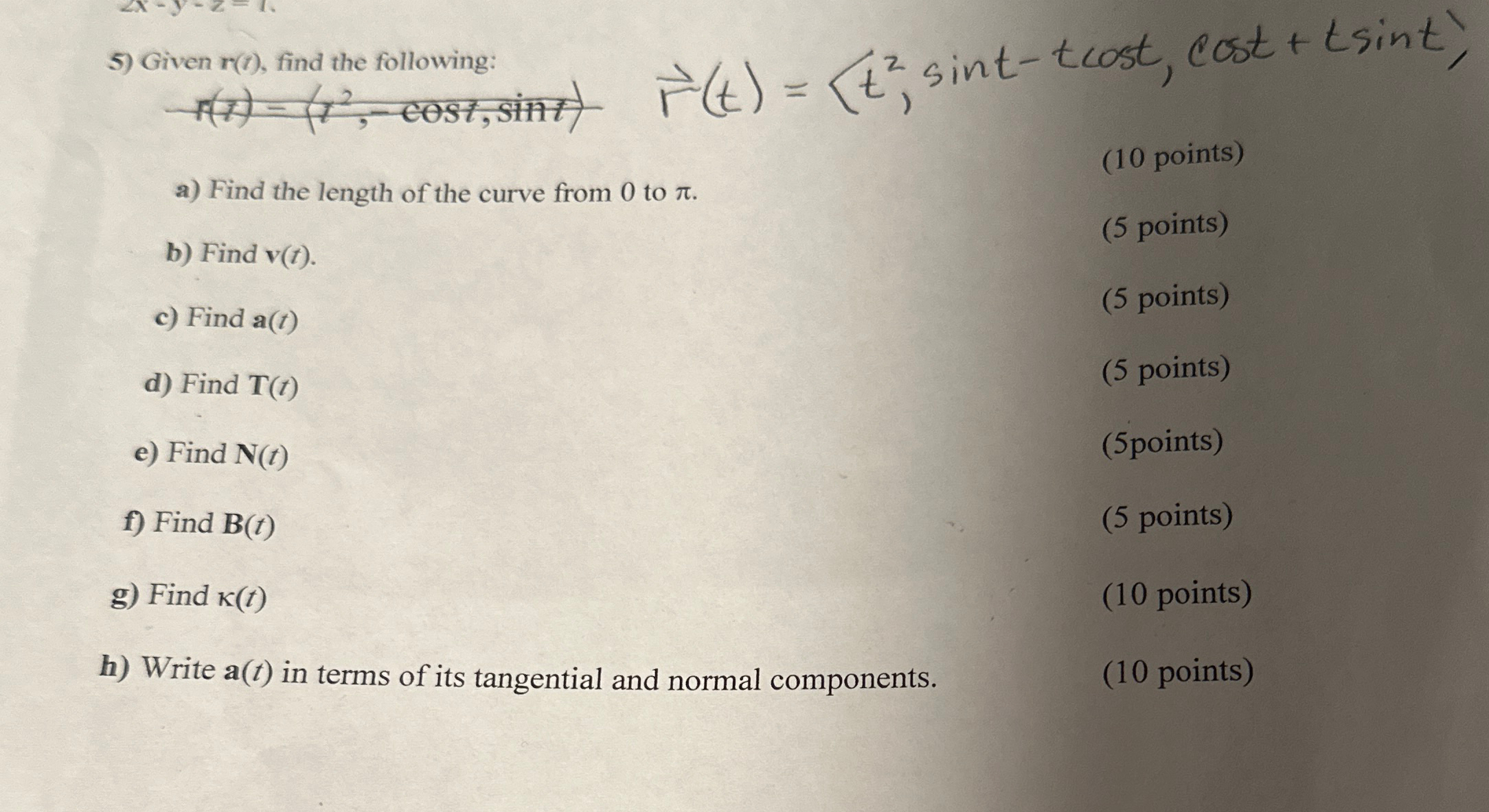 Solved Given r(t), ﻿find the following: q,a) ﻿Find the | Chegg.com