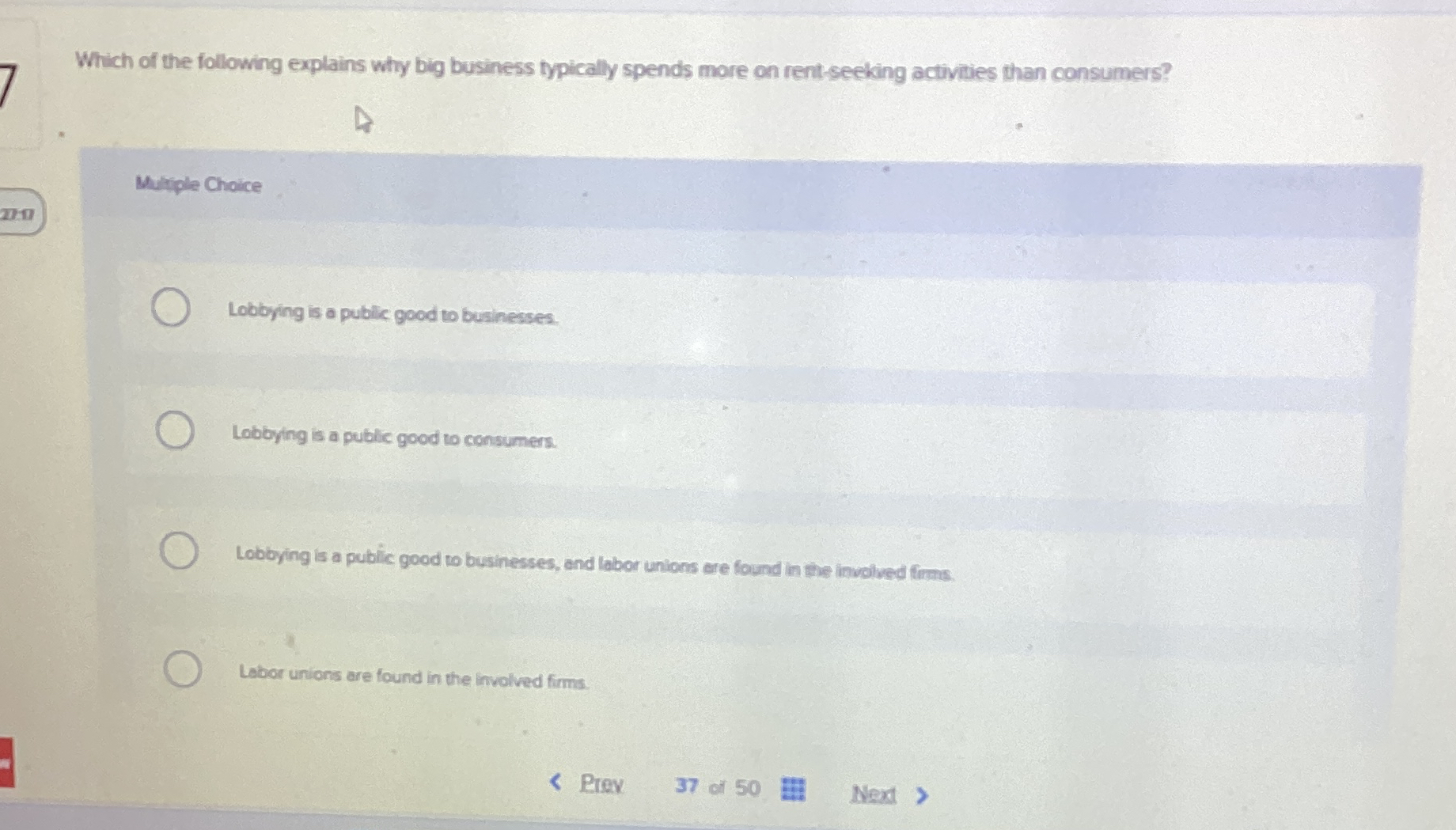 Solved Which of the following explains why big business | Chegg.com