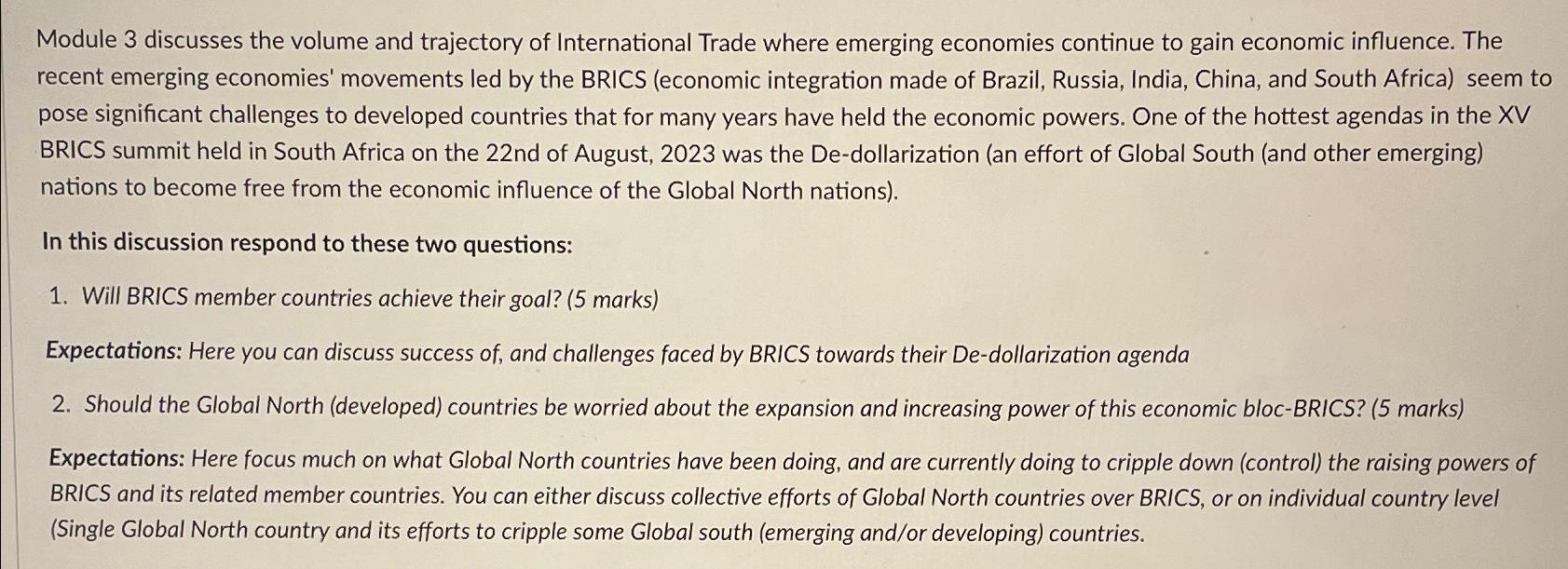 Solved Module 3 ﻿discusses the volume and trajectory of | Chegg.com