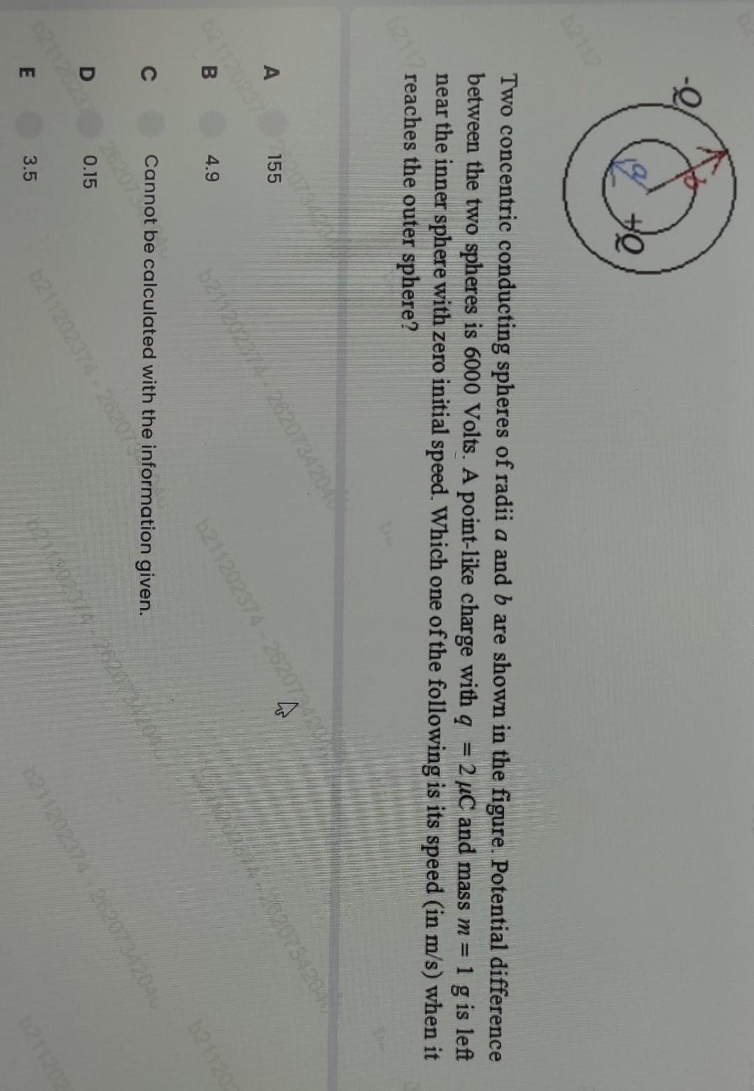 Solved Two concentric conducting spheres of radii a and b | Chegg.com