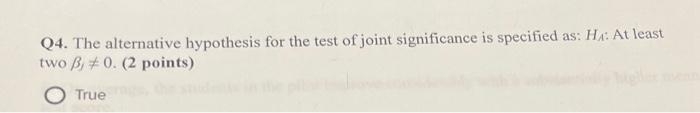 Solved The Alternative Hypothesis For The Test Of Joint