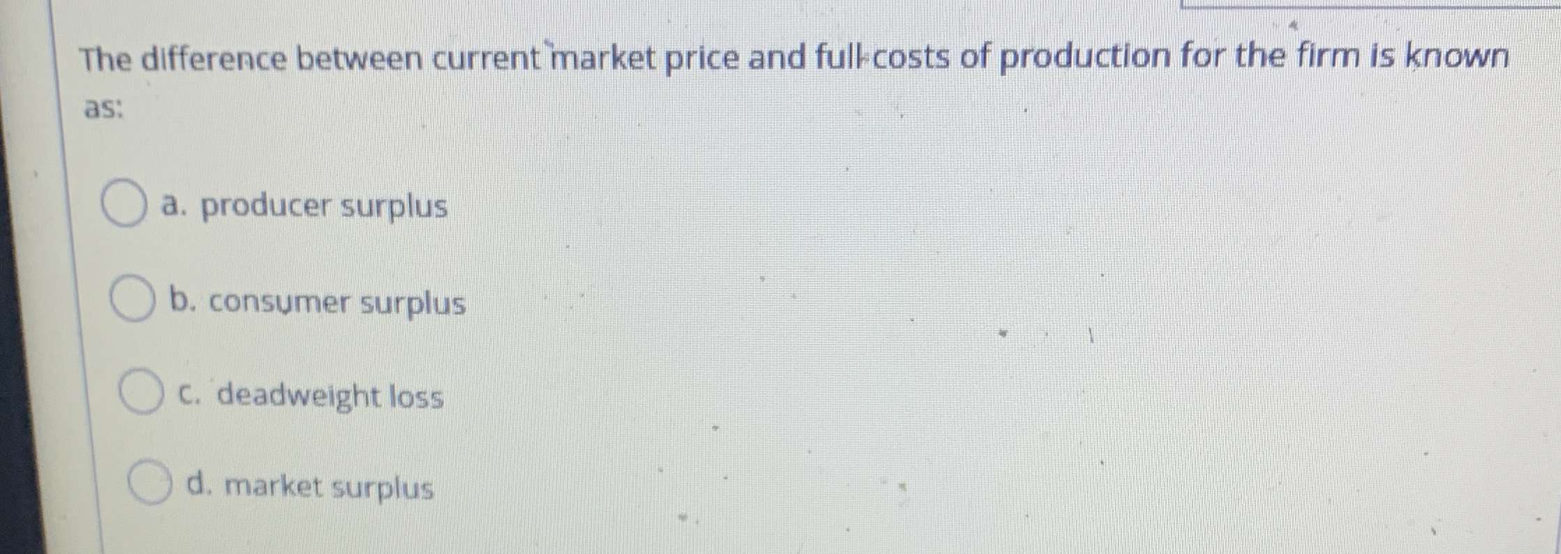 Solved The difference between current market price and full | Chegg.com
