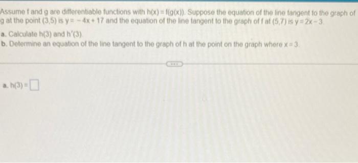 Solved Assume f and g are differentiable functions with | Chegg.com Solved Assume f and g are differentiable functions with | Chegg.com