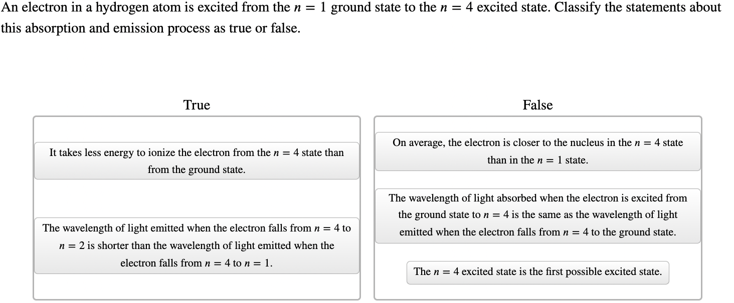 Solved An electron in a hydrogen atom is excited from the \( | Chegg.com