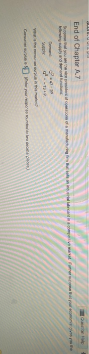 Solved GUIDE Question Help End of Chapter A.7 Suppose that | Chegg.com