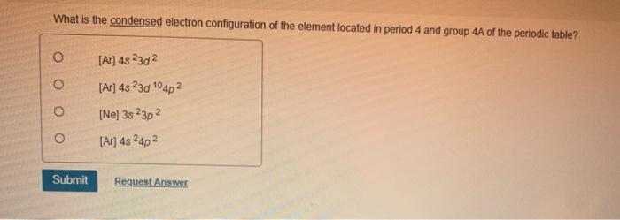 Solved What is the condensed electron configuration of the | Chegg.com