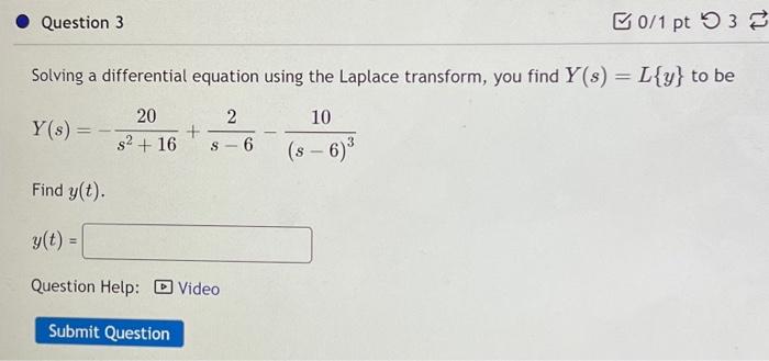 Solved Question 3 0/1 pt Solving a differential equation | Chegg.com