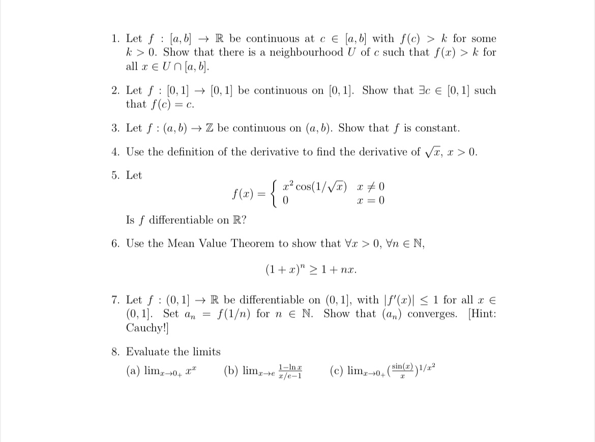 Solved Solve all the problems below= ﻿1) ﻿Let f:[a,b]→R ﻿be | Chegg.com