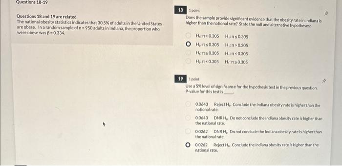 Solved 181 polnt Questions 18 and 19 are related The | Chegg.com