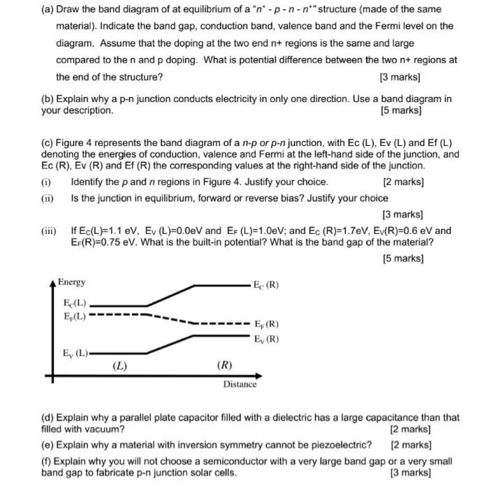 Solved (a) Draw the band diagram of at equilibrium of a *n* | Chegg.com