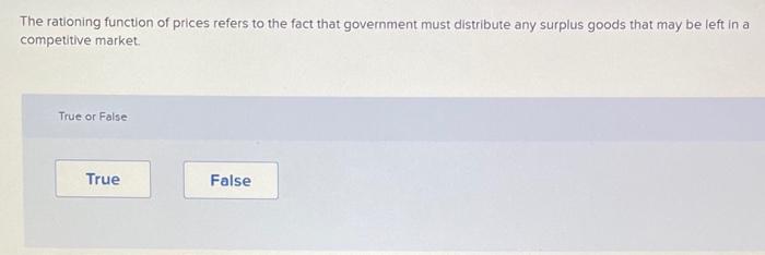Solved The rationing function of prices refers to the fact | Chegg.com