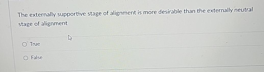 Solved The externally supportive stage of alignment is more | Chegg.com