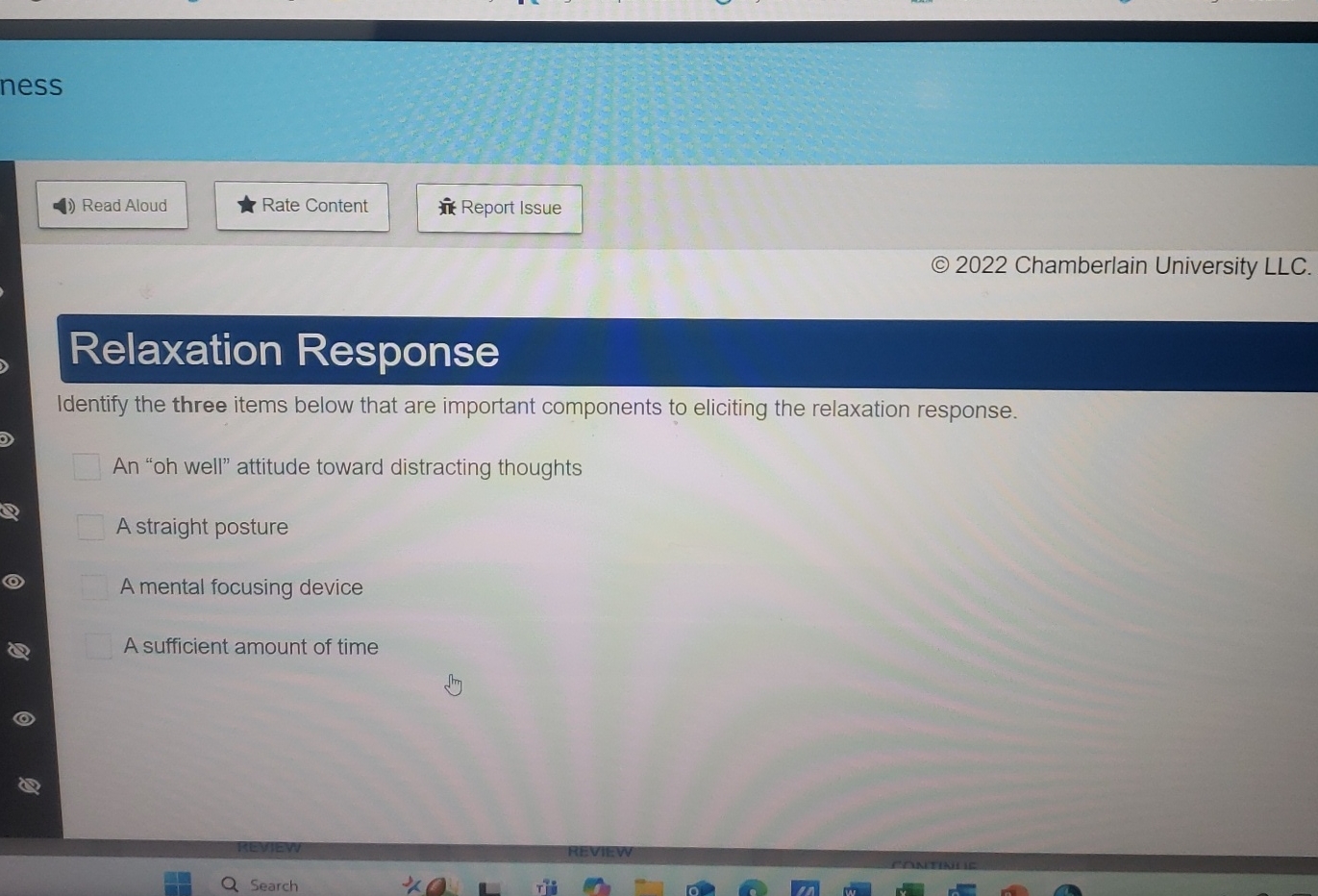 Solved ness(c) 2022 ﻿Chamberlain University LLC.Relaxation | Chegg.com