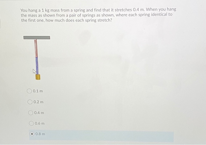 Solved You hang a 1 kg mass from a spring and find that it | Chegg.com