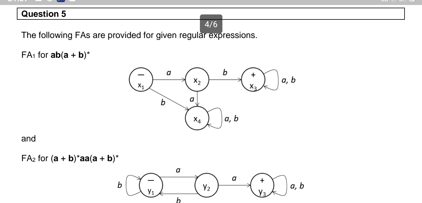 Solved The following FAs are provided for given regular | Chegg.com