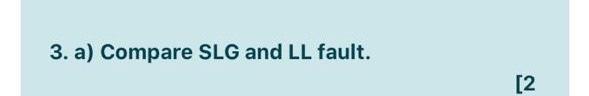 Solved 3. a) Compare SLG and LL fault. [2 | Chegg.com