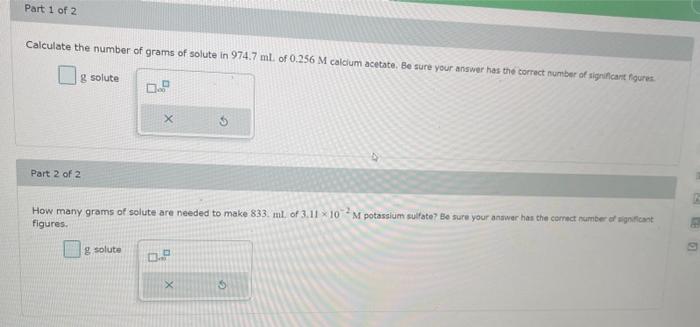 Solved Calculate the number of grams of solute in 974.7 mL | Chegg.com