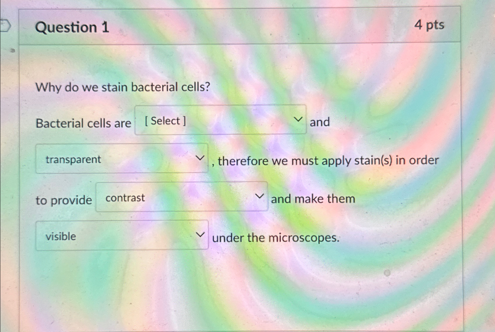 Solved Question 14 ﻿ptsWhy do we stain bacterial | Chegg.com