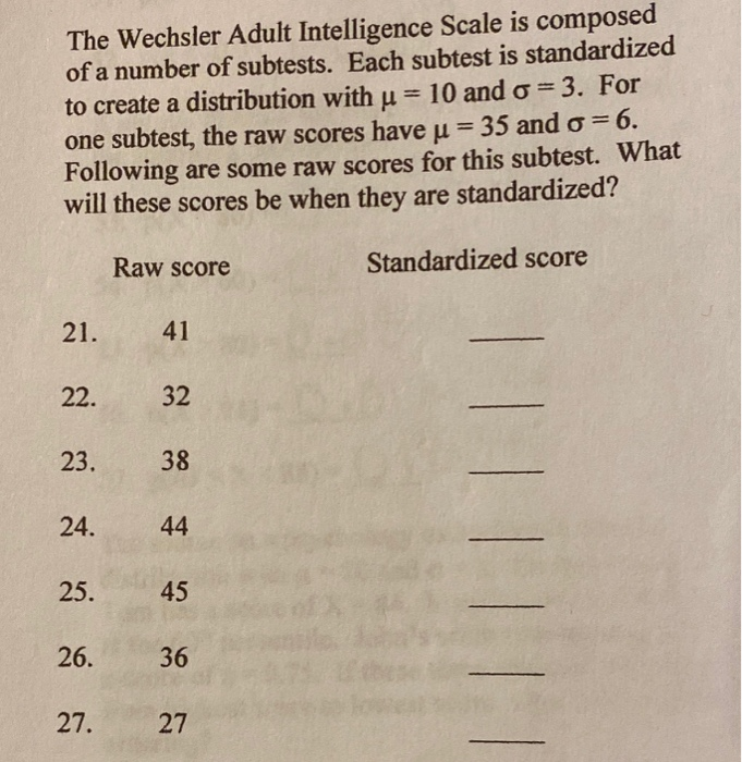 Solved The Wechsler Adult Intelligence Scale is composed of | Chegg.com
