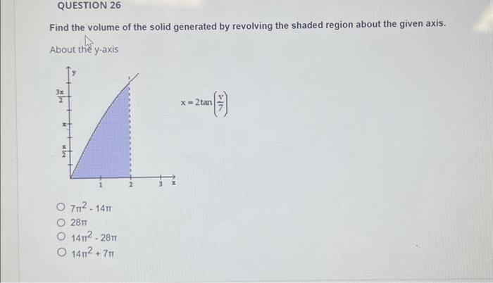 SOLVE USINGWASHER METHOD QUESTION 26 Find the volume | Chegg.com