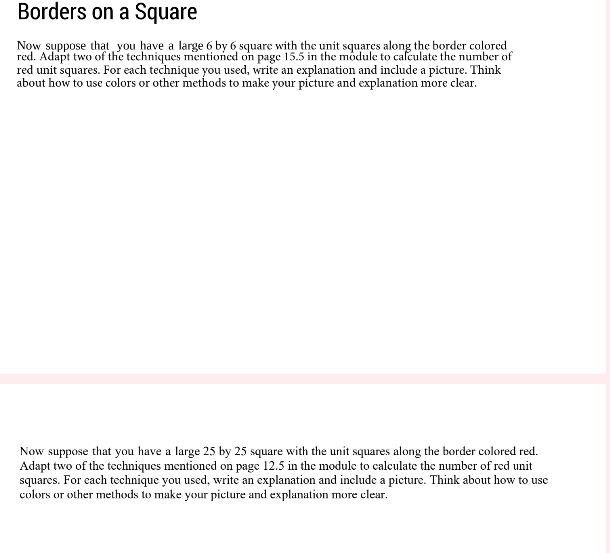 Solved Borders on a SquareNow suppose that you have a large | Chegg.com