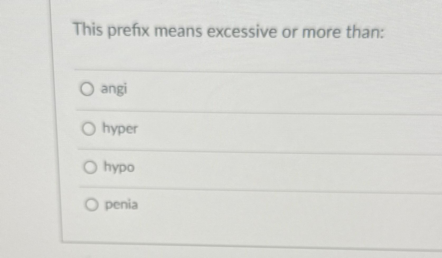 Solved This prefix means excessive or more | Chegg.com
