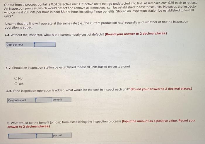 Solved Output from a process contains 0.01 defective unit. | Chegg.com