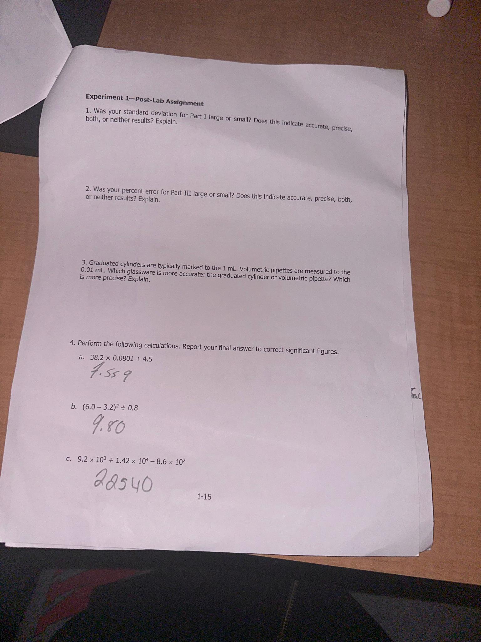 Solved Experiment 1-Data SheetName: Aniece AdamsPart I: | Chegg.com