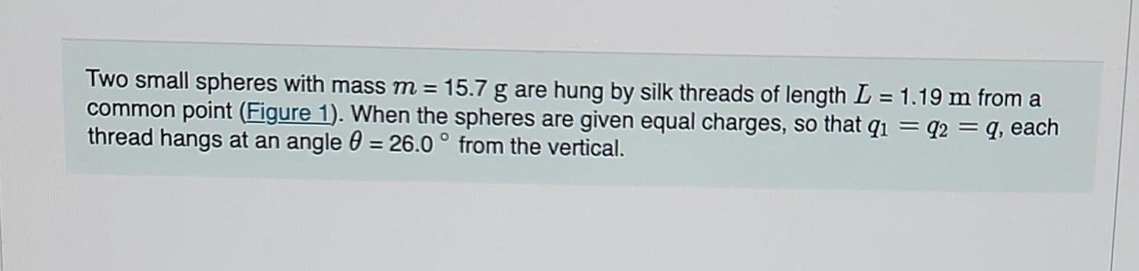 Solved Two small spheres with mass m=15.7 g are hung by silk | Chegg.com