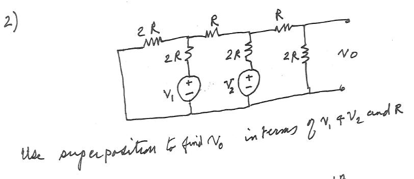 Use super position to find V0 in terms of V1 & V2 and | Chegg.com