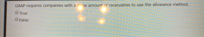 Solved je amount of receivables to use the allowance method. | Chegg.com