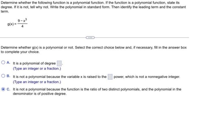 Solved Determine whether the following function is a | Chegg.com