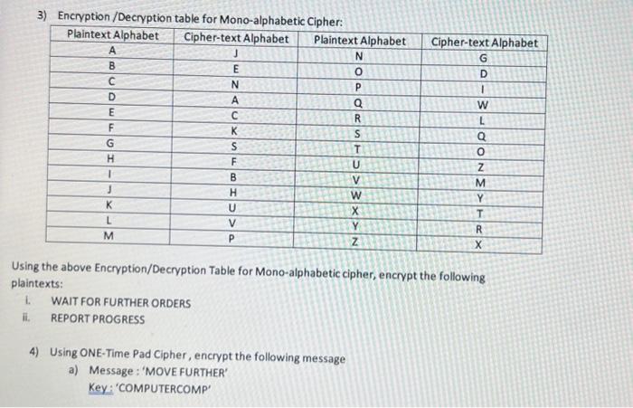 Solved 1) Use the following Matrices as key for Hill cipher: | Chegg.com