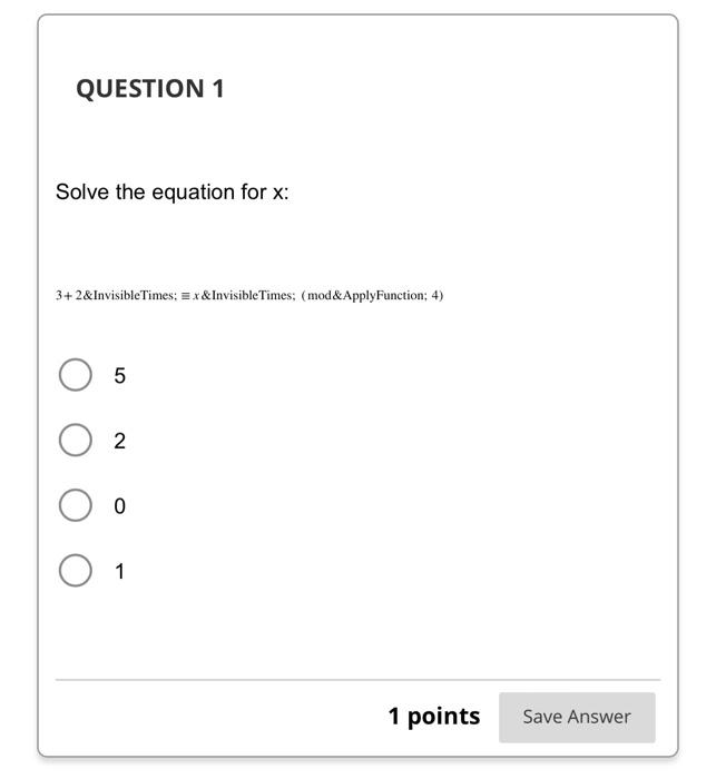 Solved Solve the equation for x : 3+2\⁢ ≡x \& | Chegg.com