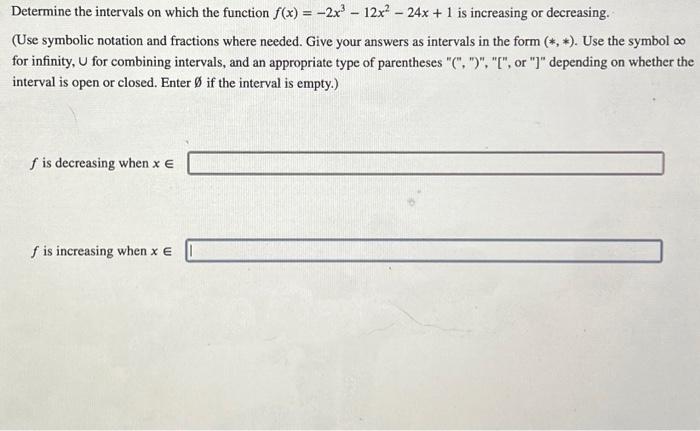 Solved Determine the intervals on which the function f(x) = | Chegg.com