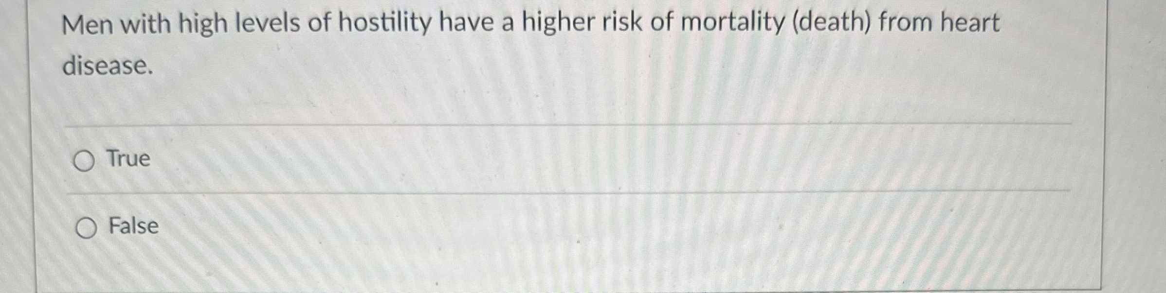 Solved Men with high levels of hostility have a higher risk | Chegg.com