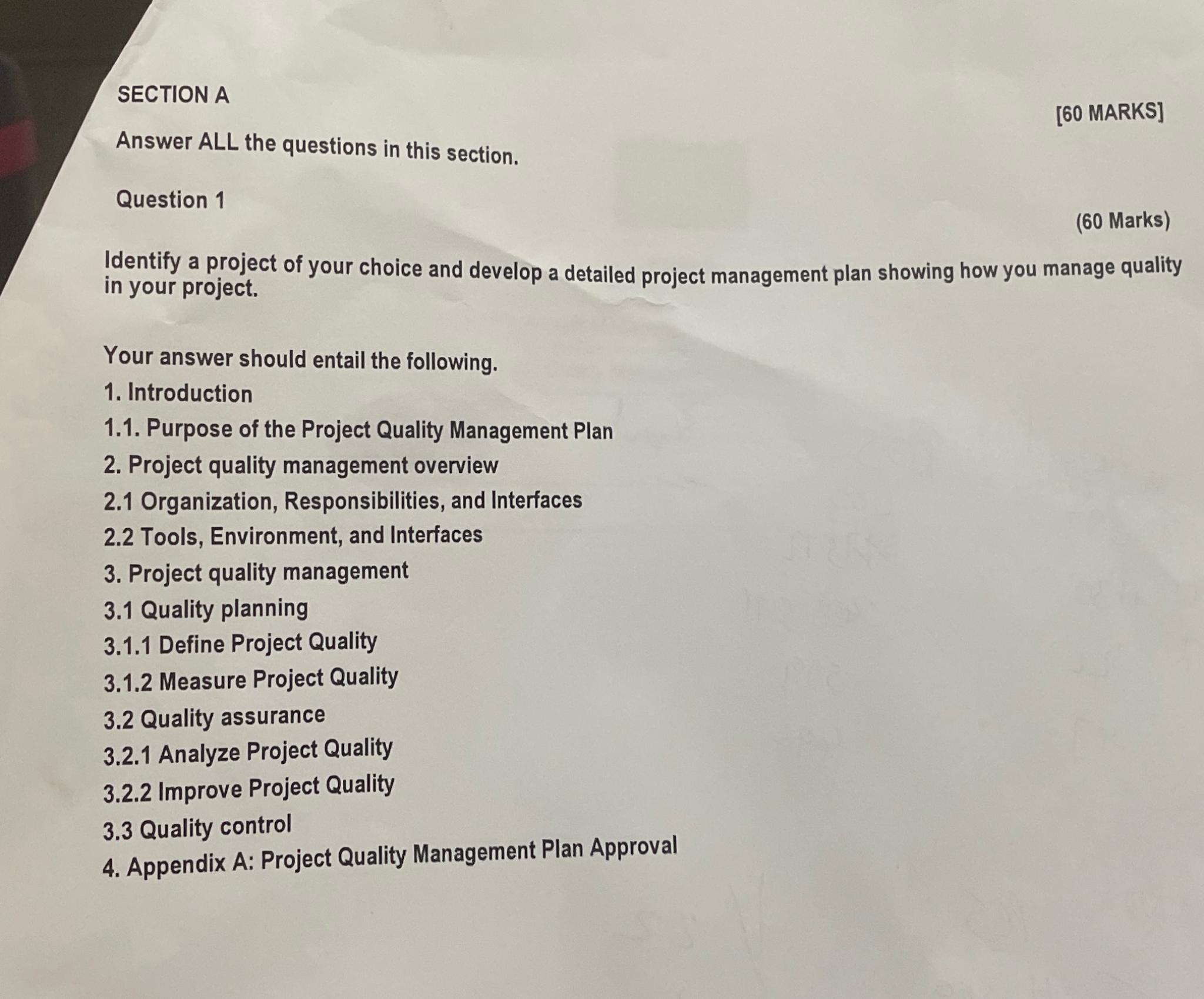 Solved SECTION A[60 ﻿MARKS]Answer ALL the questions in this | Chegg.com